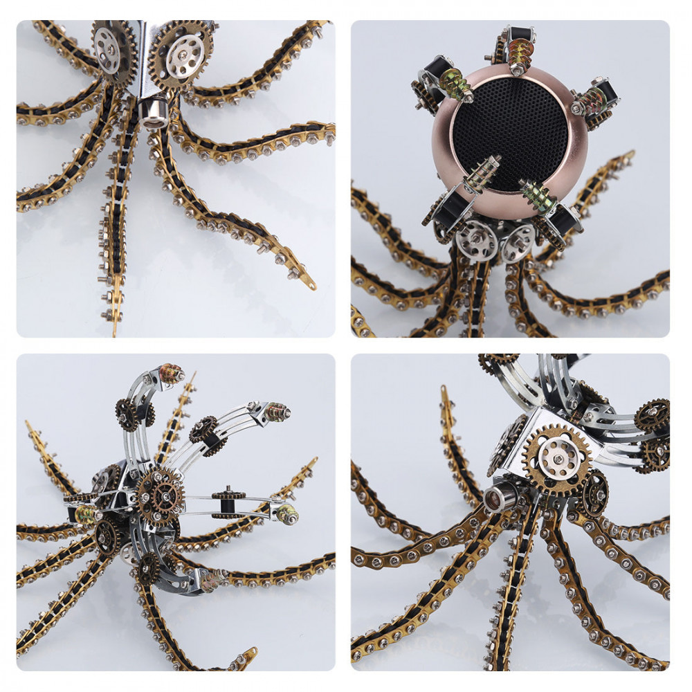 1060pcs metal model kits diy steampunk mechanical octopus with speaker ...
