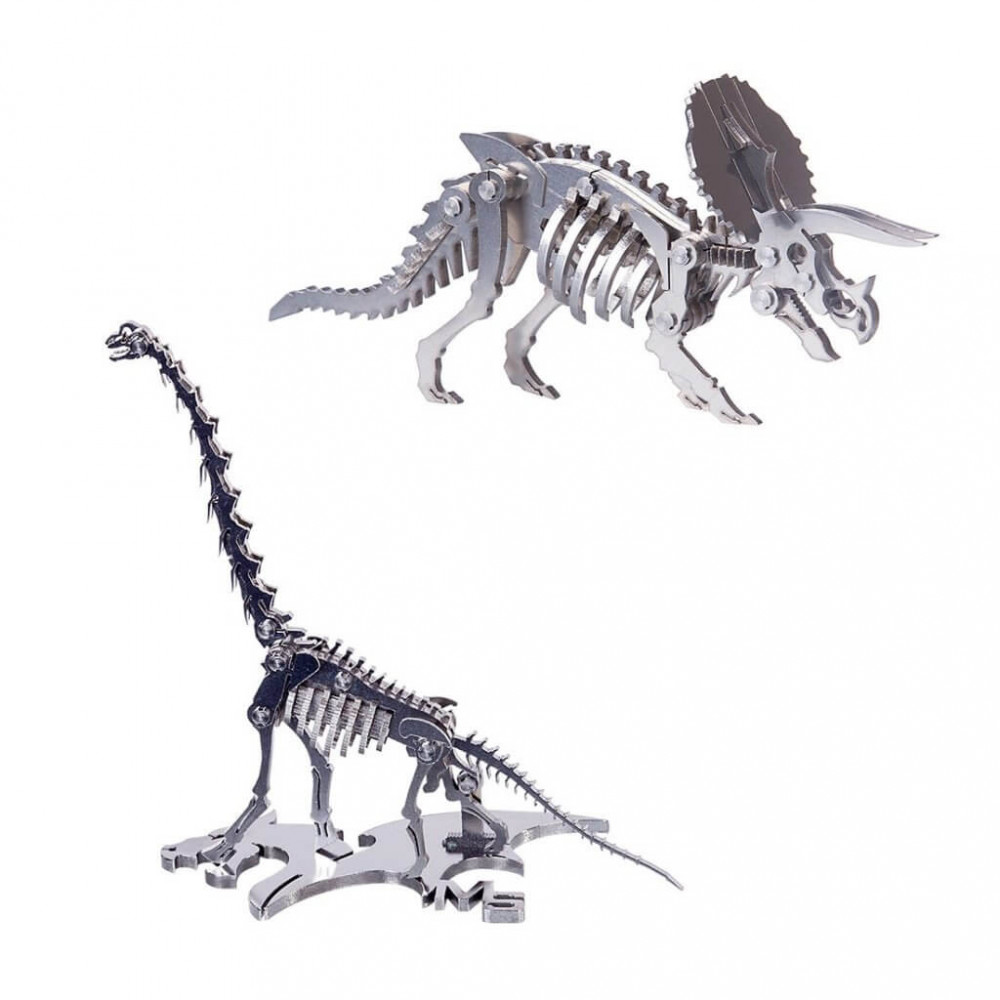 2pcs diy metal assembly 3d triceratops brachiosaurus dinosaurs puzzle ...