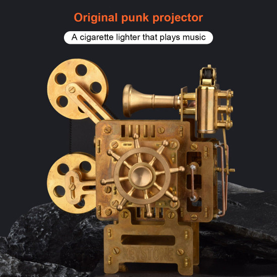 steampunk brass kerosene vintage lighter movie projector style ...